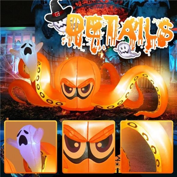 Holiday | Halloween Inflatables Giant Octopus Catching Ghost N 74 Ft ...
